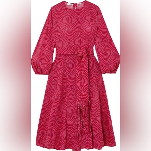 RHODE | Dresses | Rhode Resort Red Swirl Dot Dress With Fringe Quilted ...